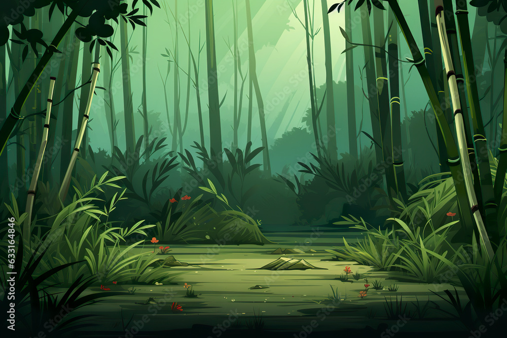 2D abstract bamboo forest background environment for mobile adventure ...