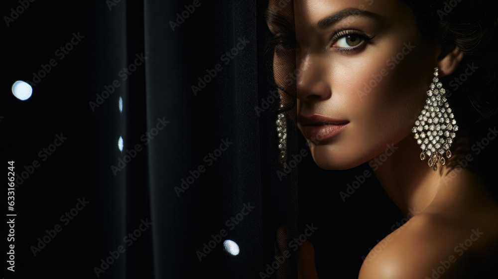 An exquisite shot of a woman with her face partially hidden from view ...