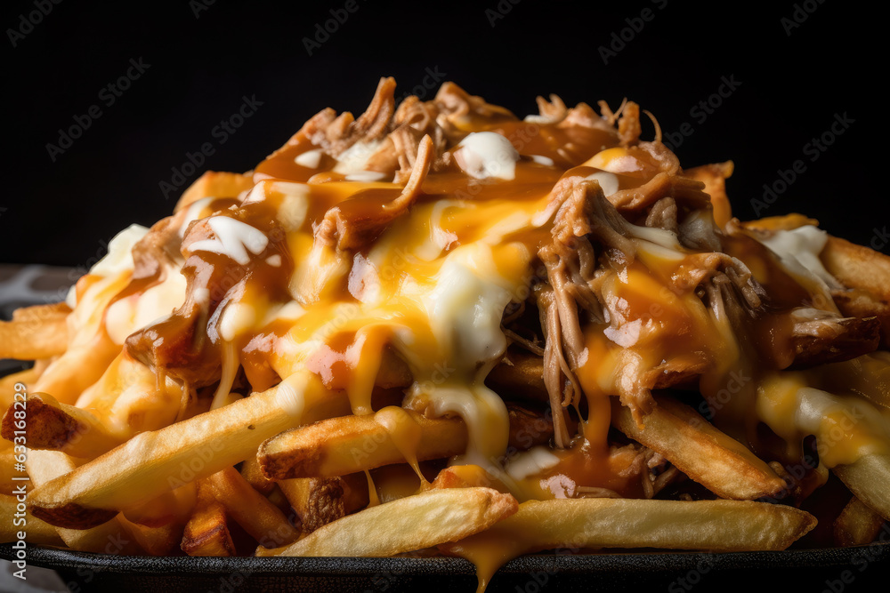 Loaded Poutine with crispy fries, cheese curds, gravy, and succulent ...