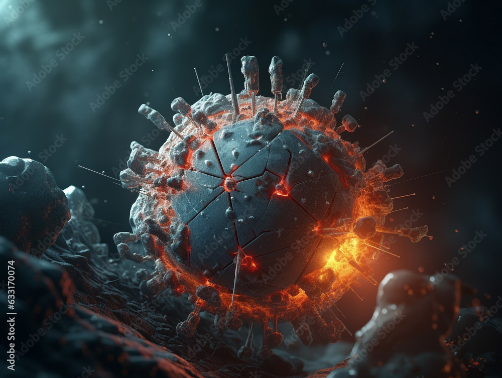 An image which shows the concept of an infected cell attacking a body ...