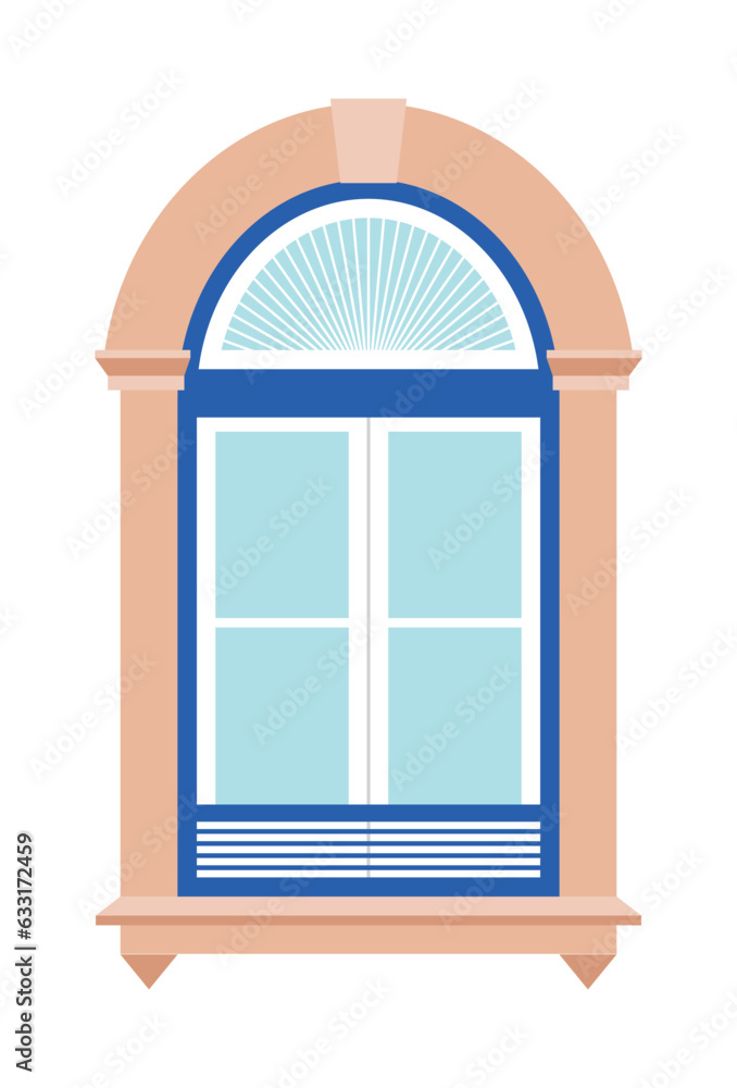 An illustration of an arched window. Windows in classical style ...