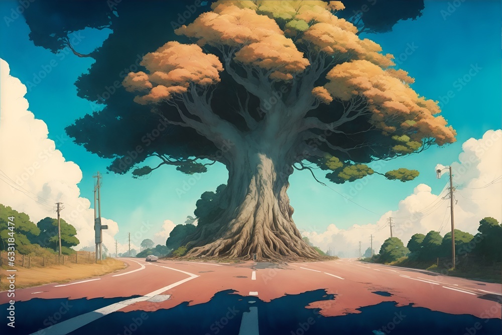 Vintage watercolor style digital illustration of tree grid that grew in ...