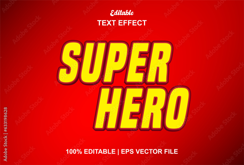 super hero text effect with yellow graphic style and editable Stock ...