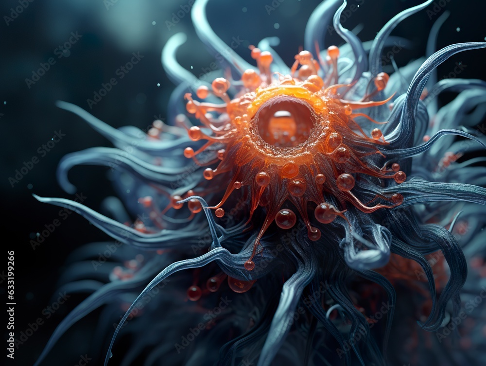 Rare star-shaped virus with tentacles. Alien life form never seen ...