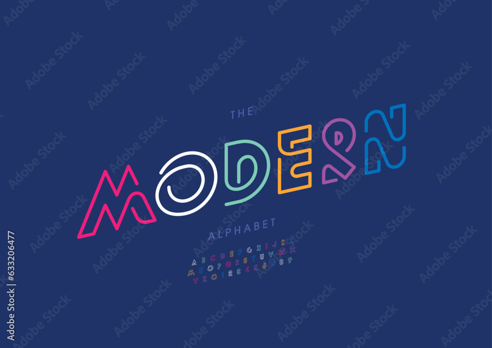 Vector of stylized modern font and alphabet Stock Vector | Adobe Stock