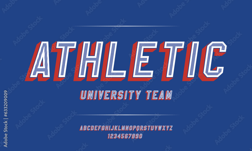 Classic college font. Vintage sport font in american style for football ...