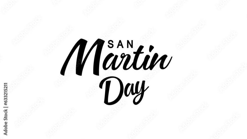 San Martin Day Lettering Text Animation on White Background. Celebrate ...
