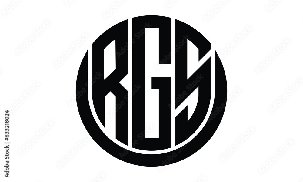 RGS shield in circle logo design vector template. lettermrk, wordmark ...