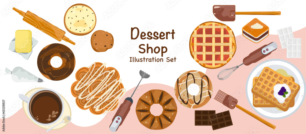 Baking illustration set. Elements. Baking, bakery, cooking, sweet ...