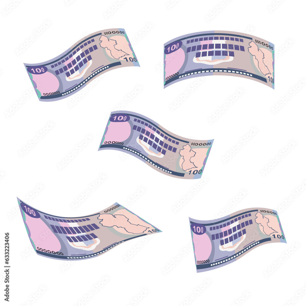 Guyana Dollar Vector Illustration. Guyanese money set bundle banknotes ...