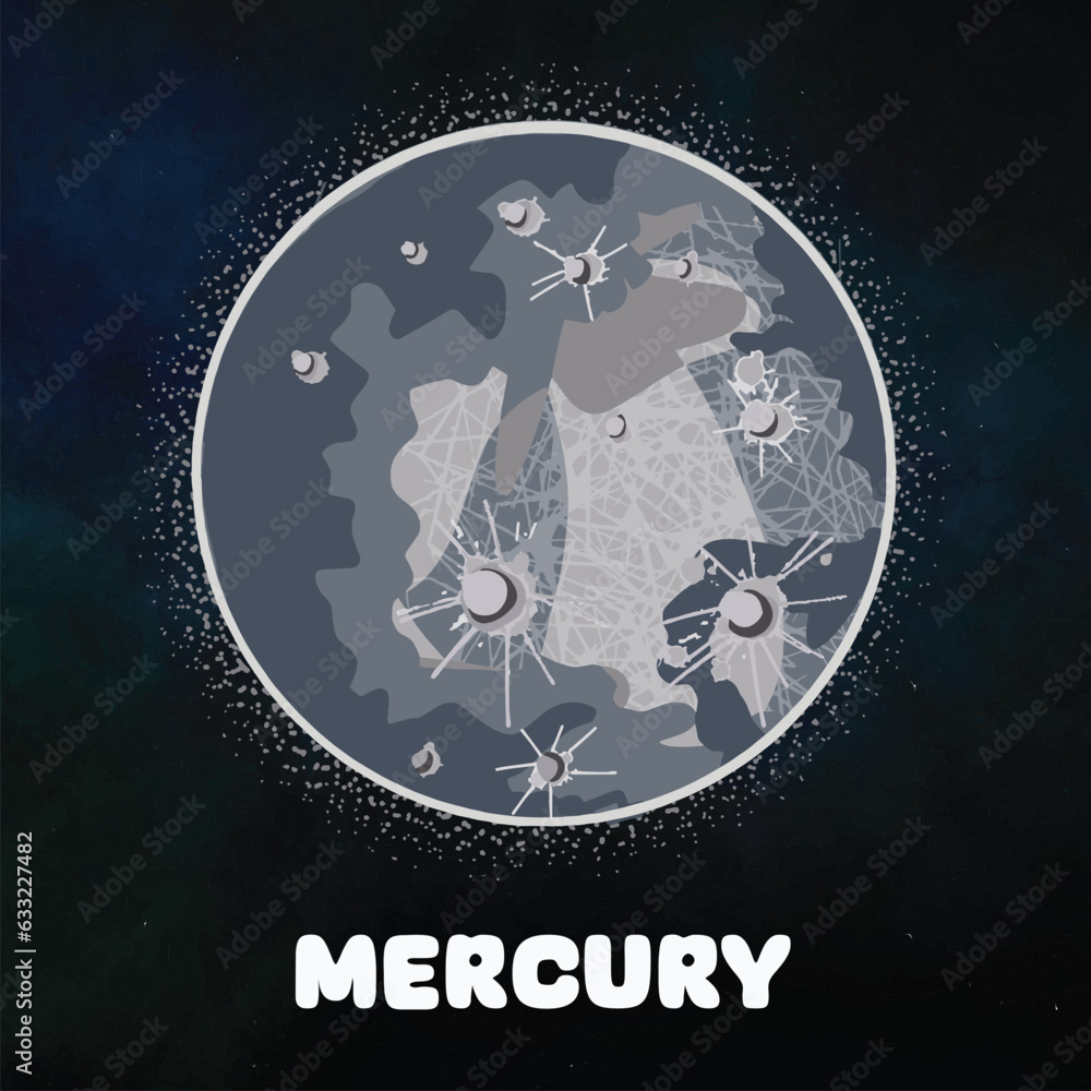 Clipart planet mercury in solar system. Hand drawing vector ...