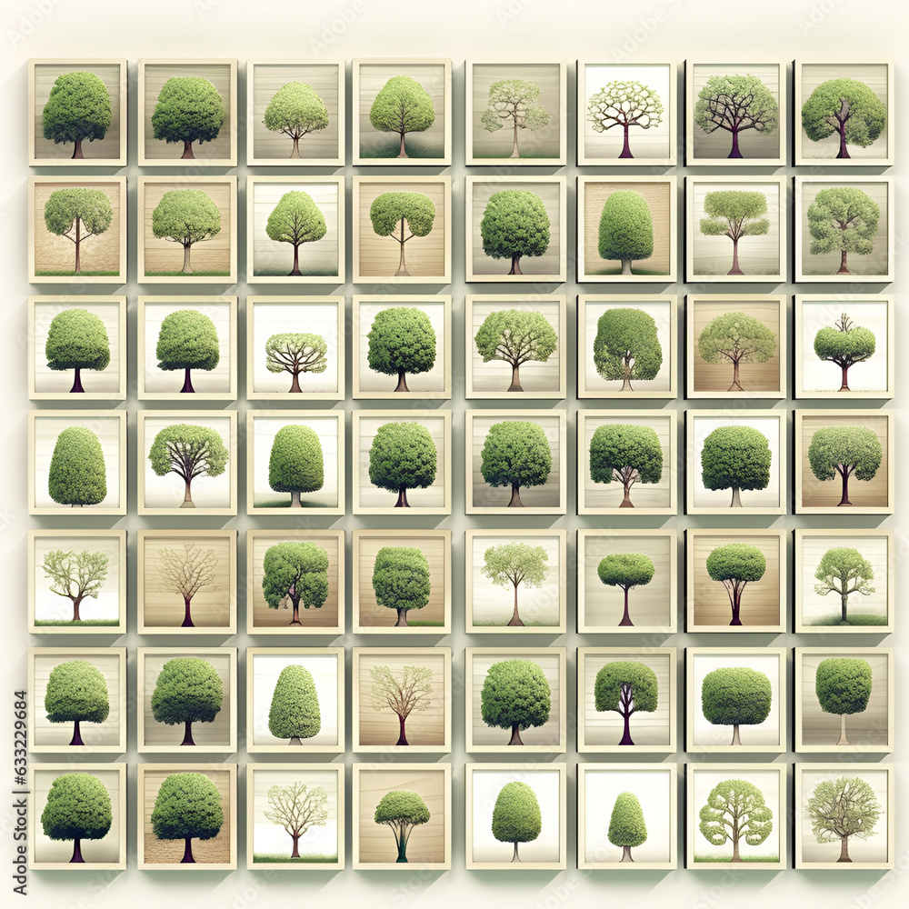 Poster collage with trees of different breeds. – Wall Art | UkPosters