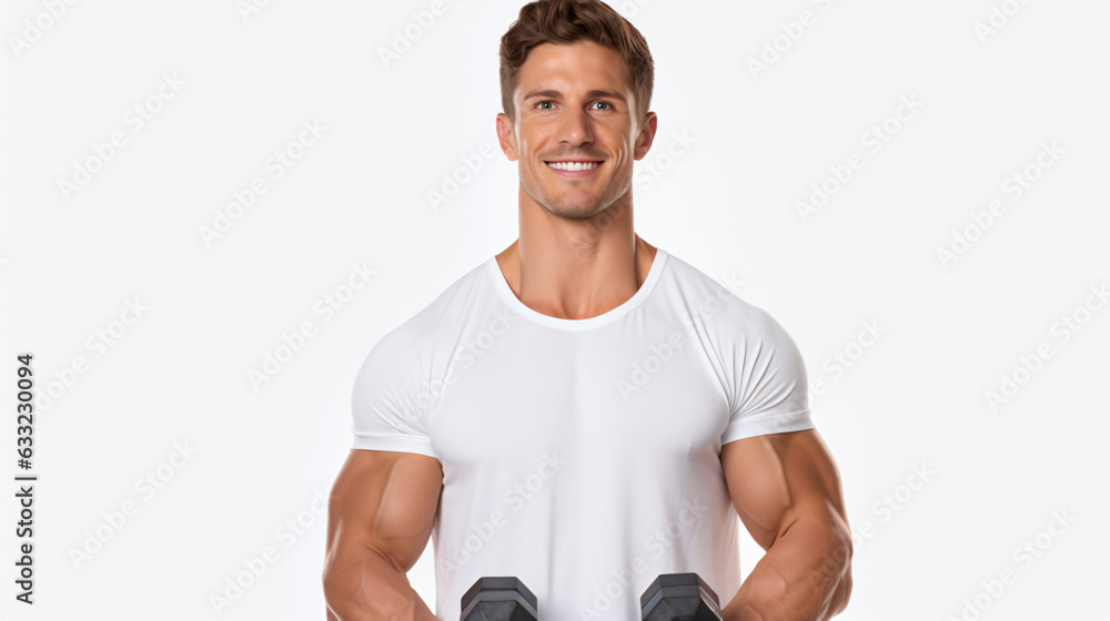 portrait of an caucasian athlete male model with short brown hair who ...