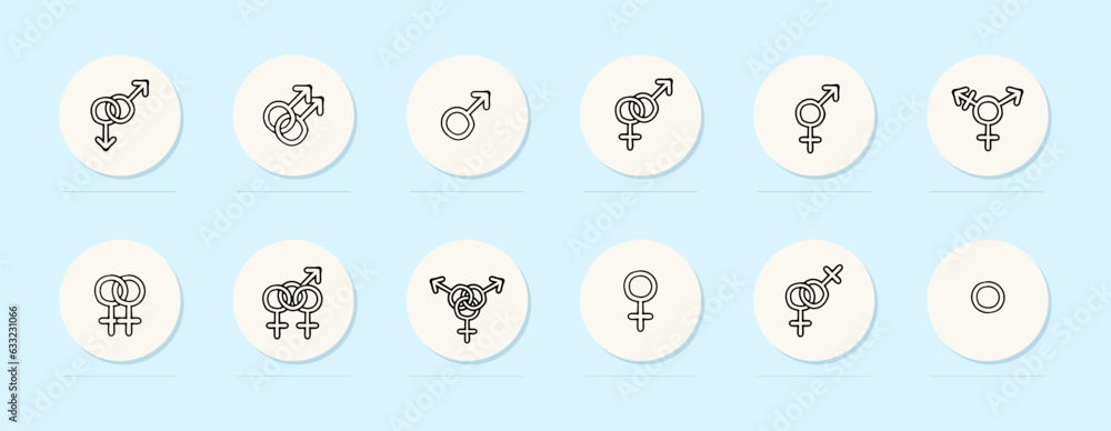 Gender identity line icon. LGBT, masculinity, femininity, transgender ...