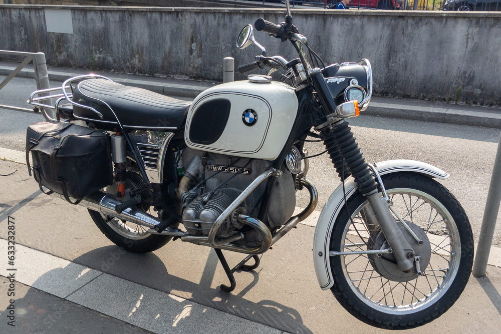 BMW r50/5 motorrad motorcycle logo sign and brand text on vintage ...