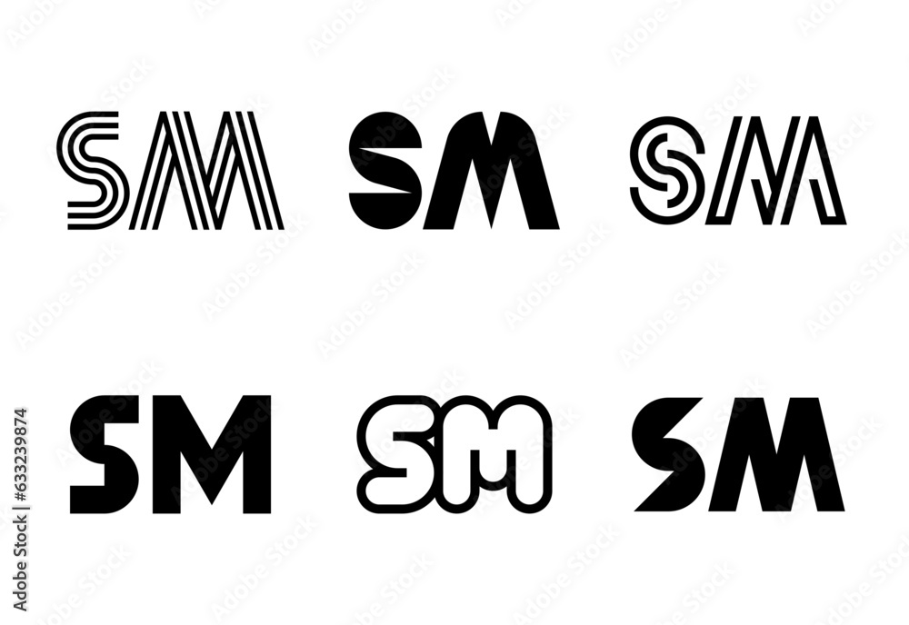 Set of letter SM logos. Abstract logos collection with letters ...