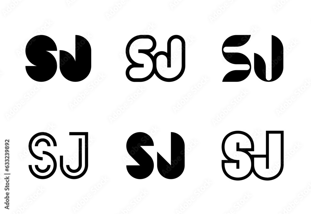Set of letter SJ logos. Abstract logos collection with letters ...