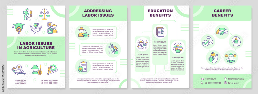 Labour issues in agriculture brochure template. Farm industry. Leaflet ...