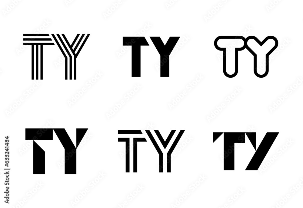 Set of letter TY logos. Abstract logos collection with letters ...