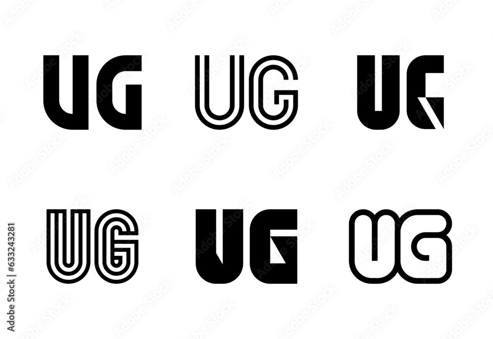Set of letter UG logos. Abstract logos collection with letters ...