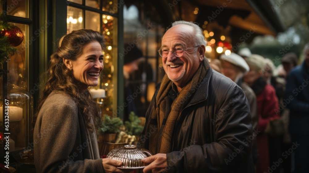 Grandparents greeting and welcoming visiting family at front door ...