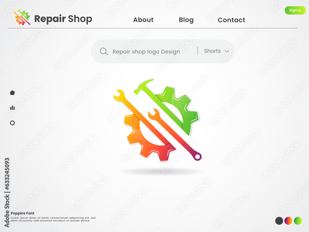 Gear logo. Service center logo design. Repair shop. Gear vector. Hammer ...