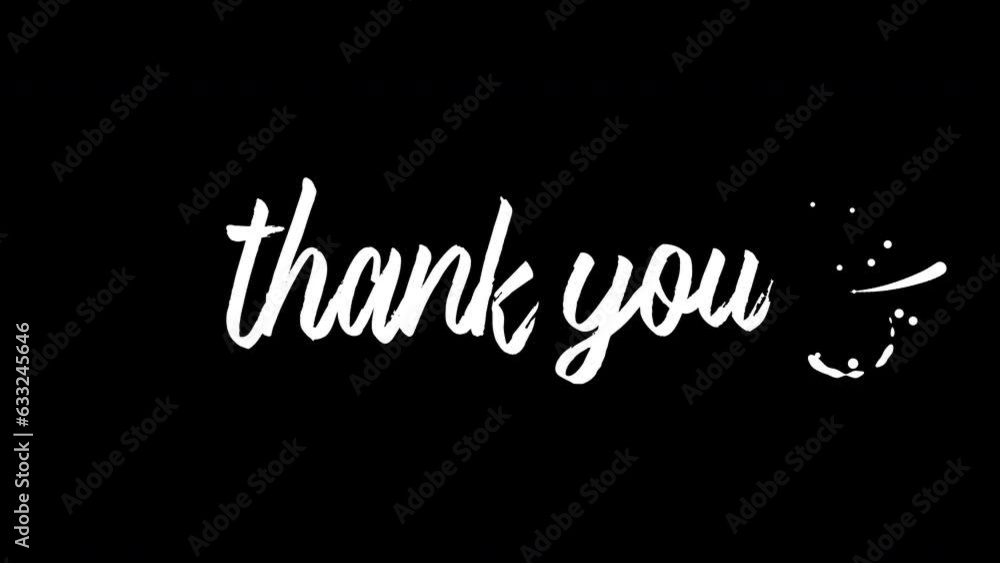 Thank you text animation on transparent background, Handwriting with ...