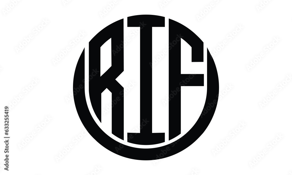 RIF shield in circle logo design vector template. lettermrk, wordmark ...