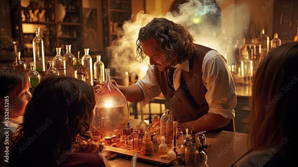 Teacher conducting an engaging hands-on chemistry experiment, where ...