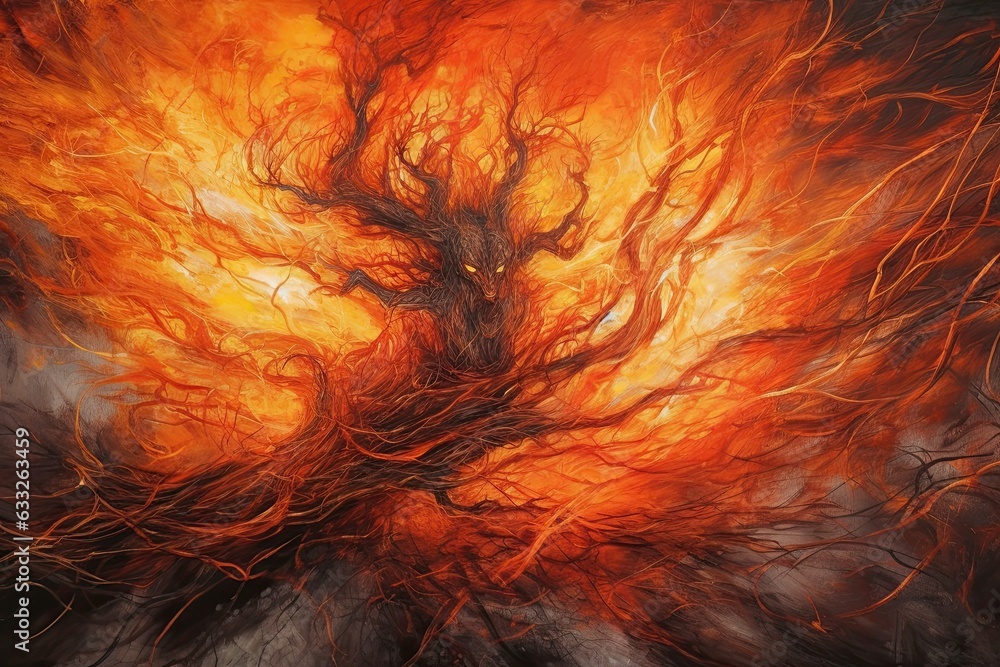 Elemental Fury: Flames Dancing in a Fiery Inferno - Embracing the ...