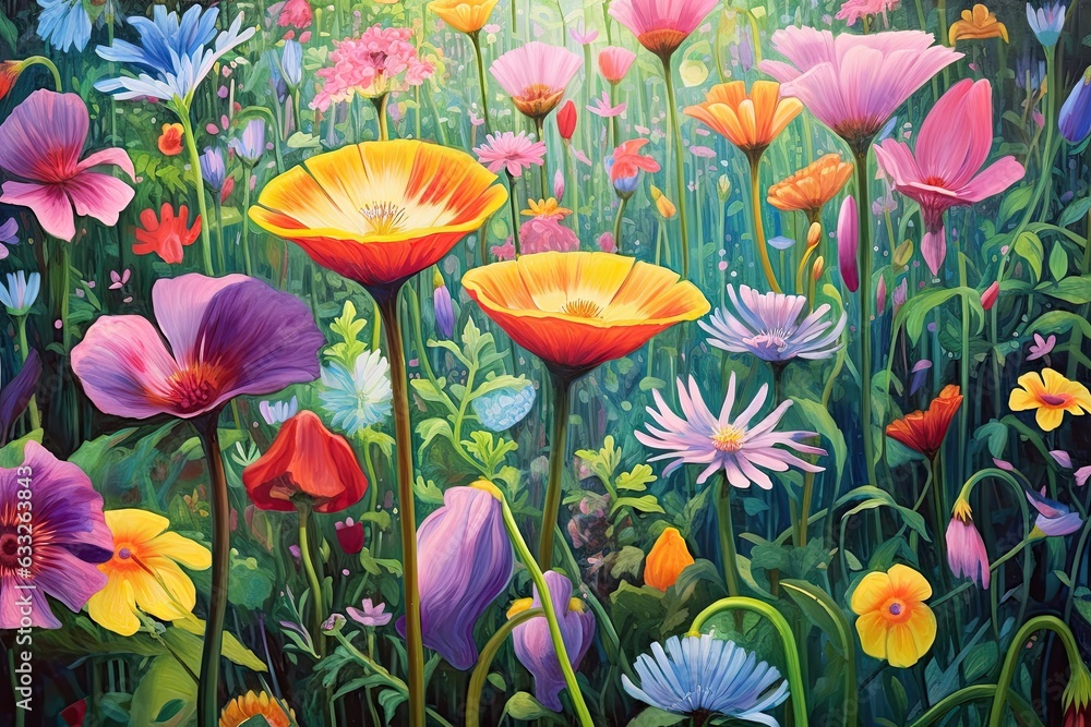 Enchanting Meadow of Blossoming Petals: A Kaleidoscope of Vibrant ...