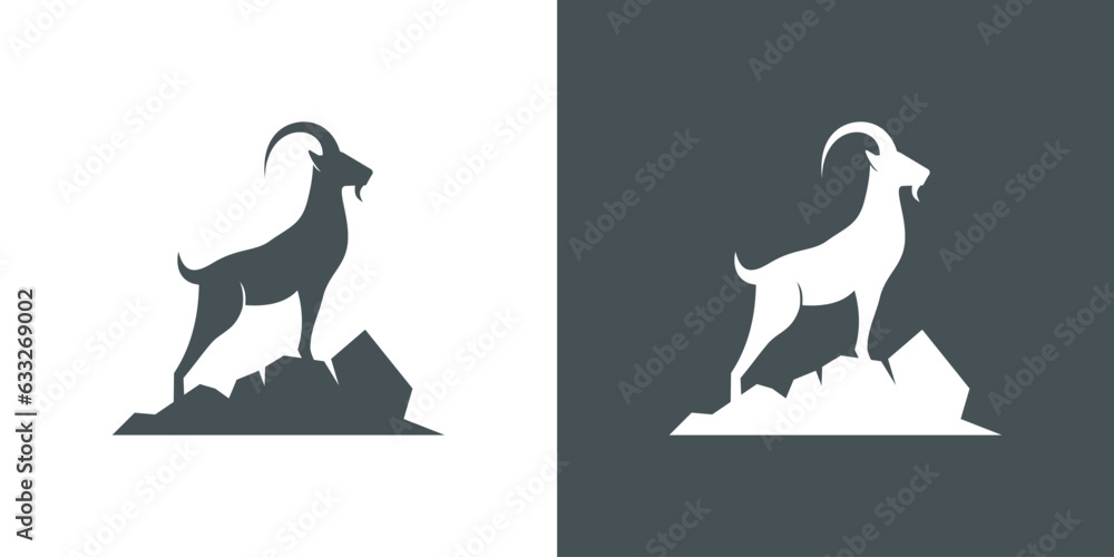 goat logo Standing on the rock goat and rocks logo design inspiration ...