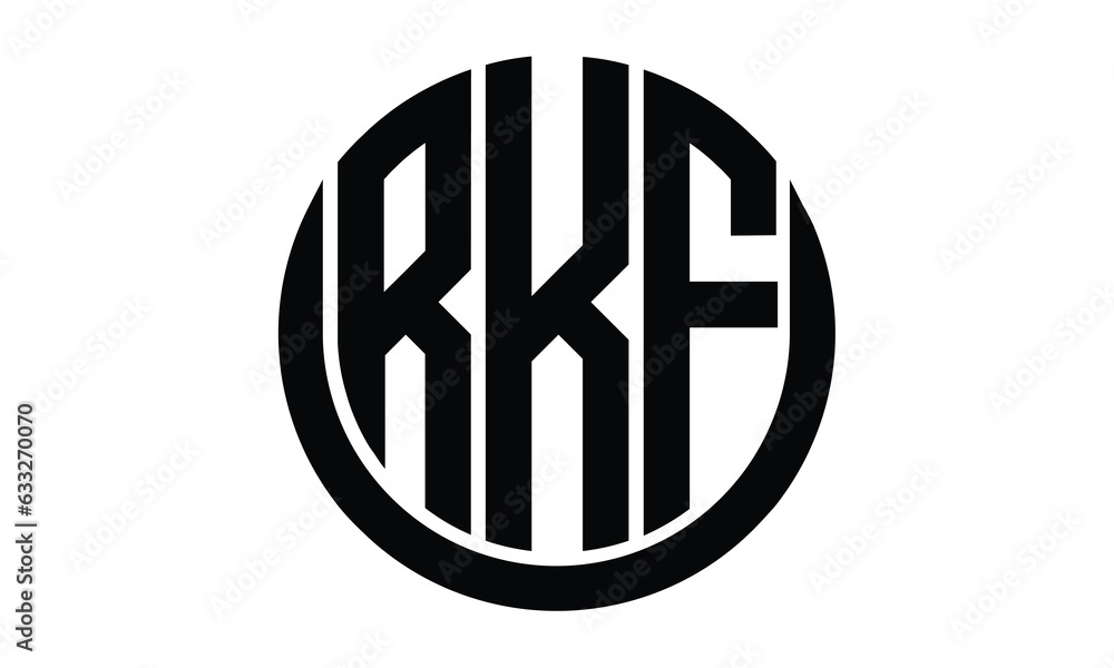 RKF shield in circle logo design vector template. lettermrk, wordmark ...