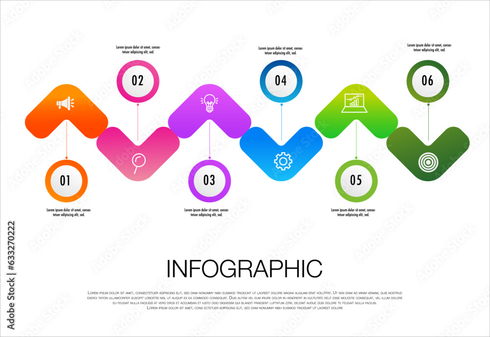 Infographic template for business 6 step option modern design planning ...