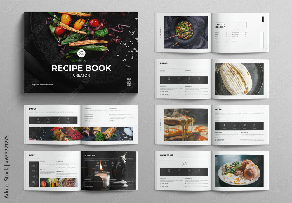 Recipe Book Creator Template Brochure Layout Landscape Stock Template ...
