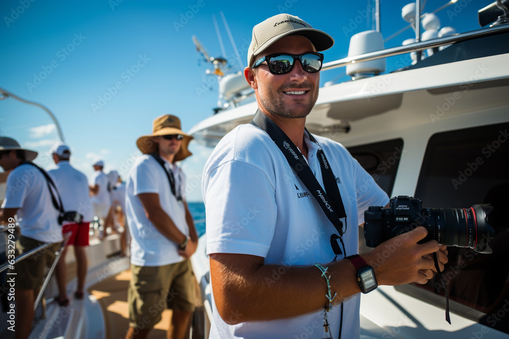 Photographing the yacht's crew at work, ensuring a seamless experience ...