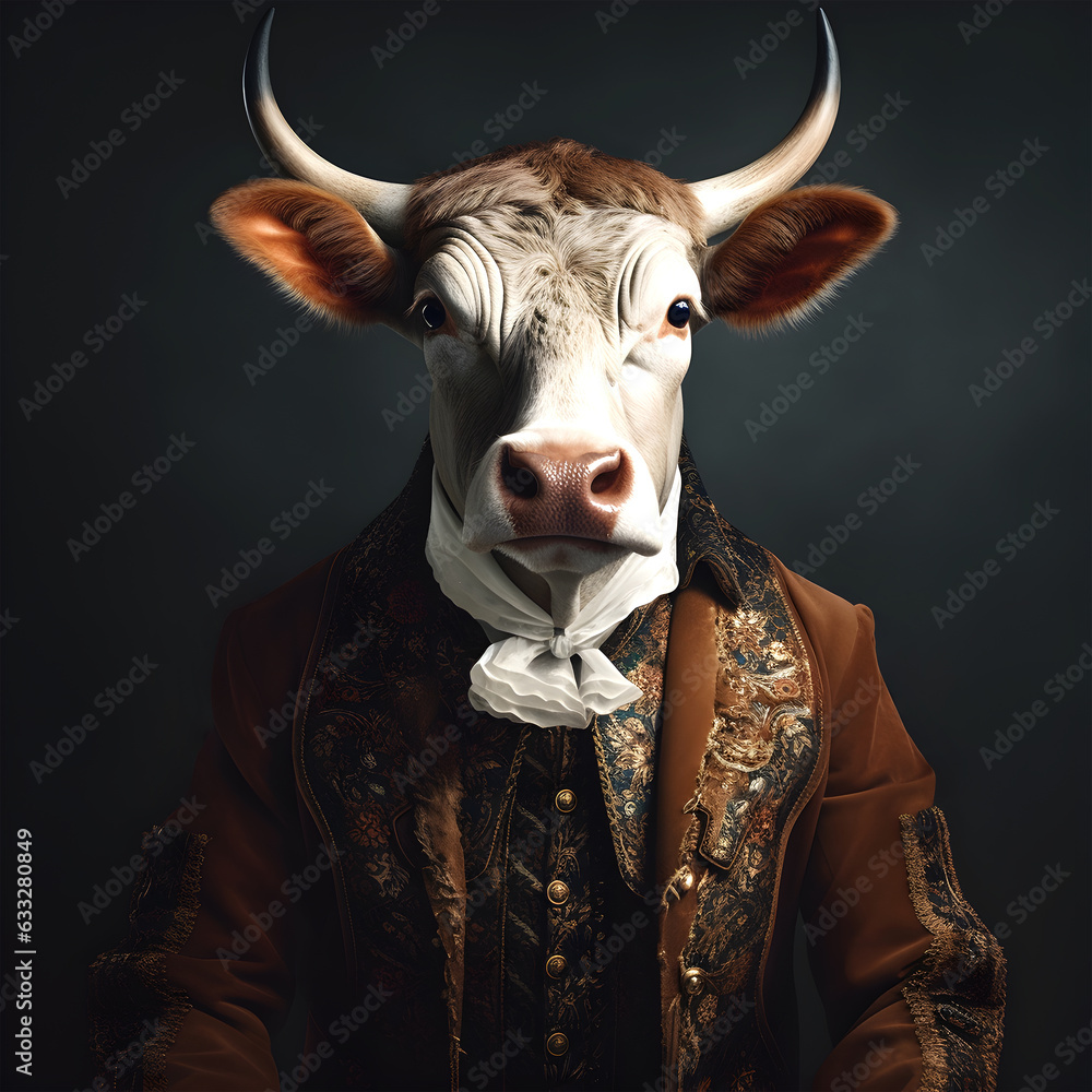 Realistic lifelike bull in renaissance regal medieval noble royal ...