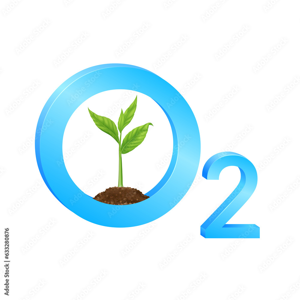 Seedling with green grows from seed in oxygen O2 blue natural gas ...