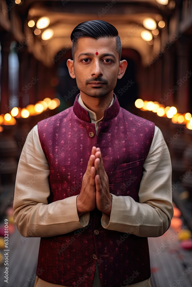A formal pose of a South Asian man wearing traditional attire. Stock ...