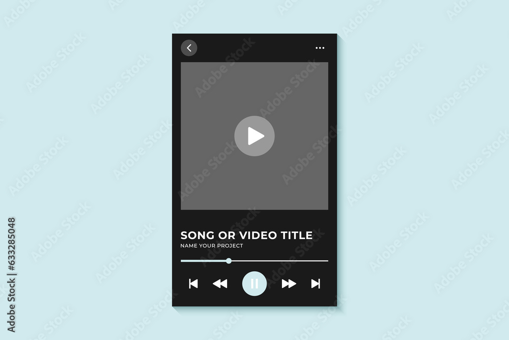 Podcast music, video, audio player mockup vector design interface ...