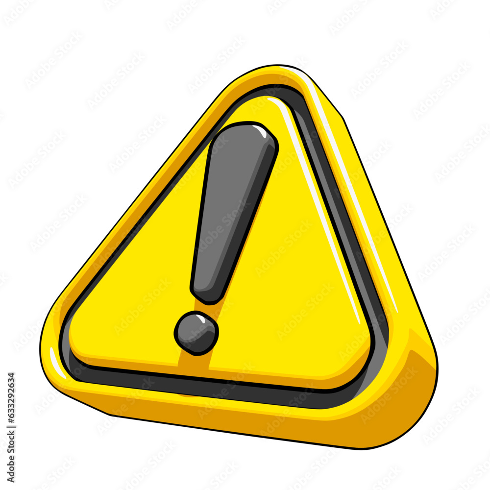 Yellow triangle warning sign with exclamation mark inside, three ...