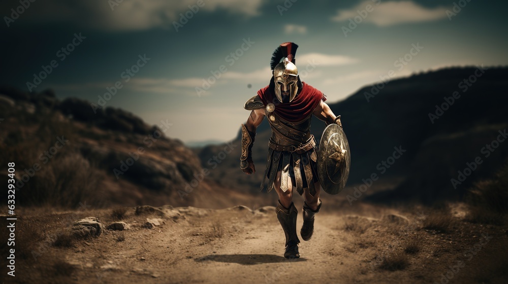 Generative AI, Realistic illustration of a fierce gladiator attacking ...