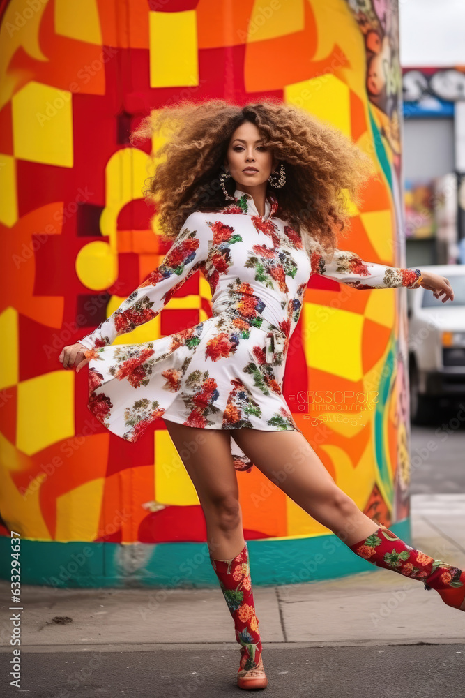 A woman of Pacific Islander heritage, with long, curly hair, wearing a ...