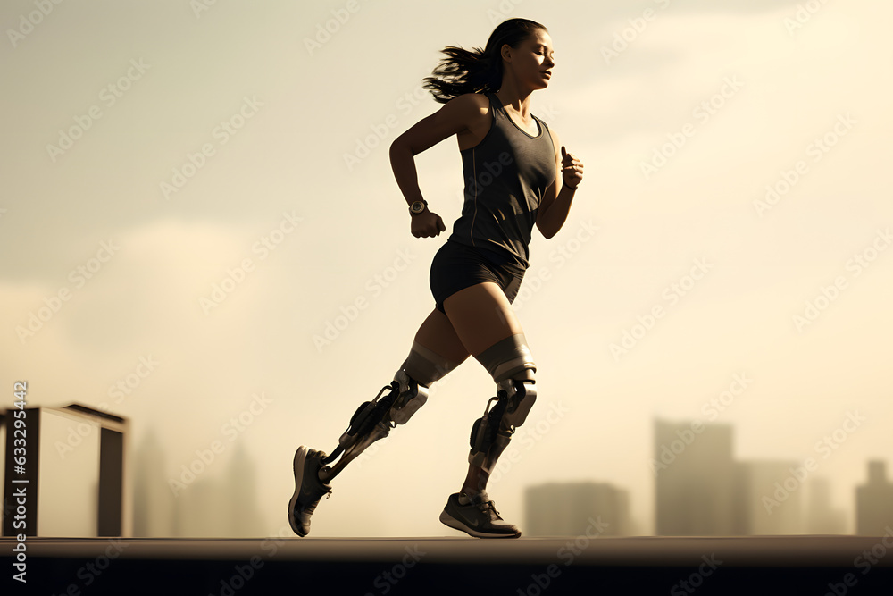 Woman with futuristic prosthetic legs, future of biomechanics Stock ...