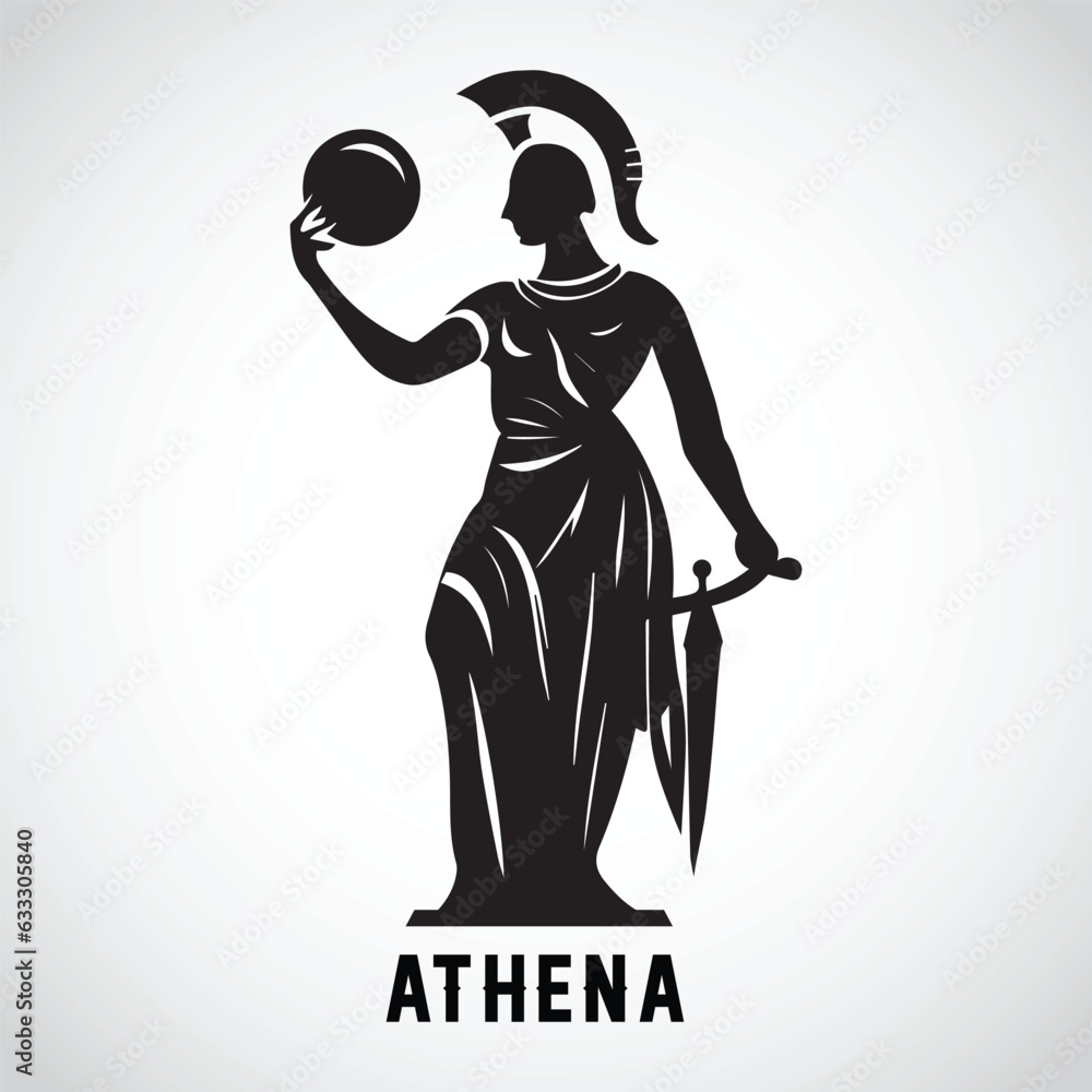 Vetor de Multipurpose Goddess Greek Athena Silhouette Icon Logo. Black ...