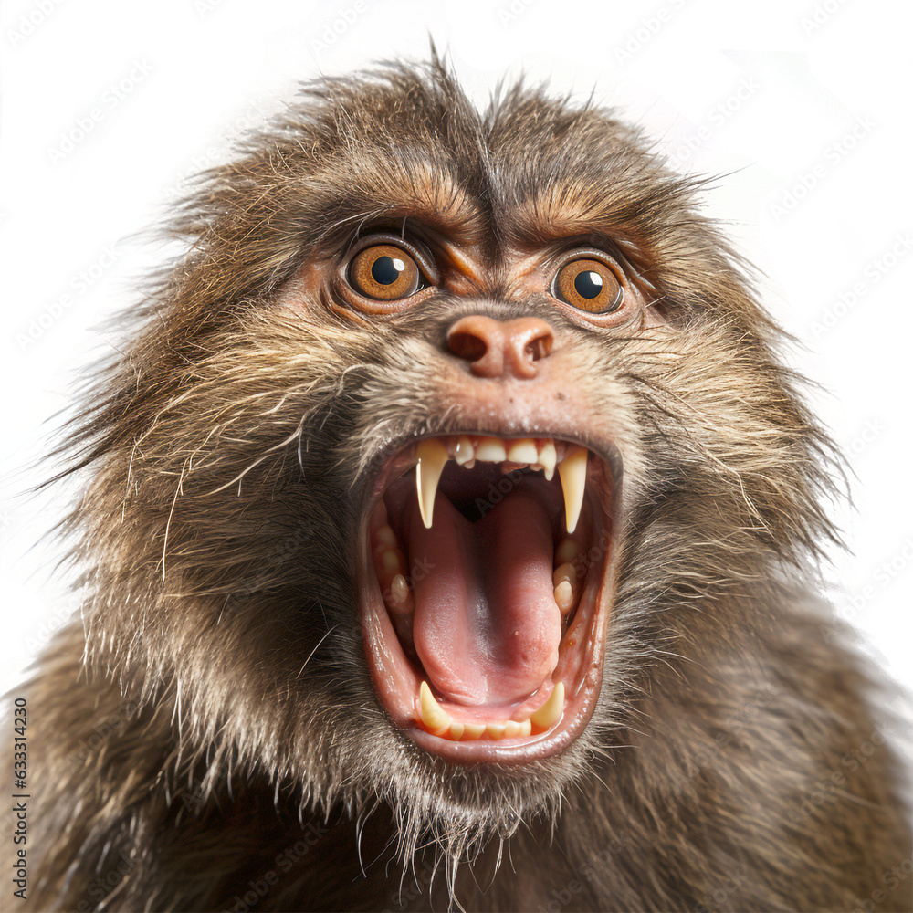 Ferocious bared-fanged monkey isolated background PNG. Generative AI ...