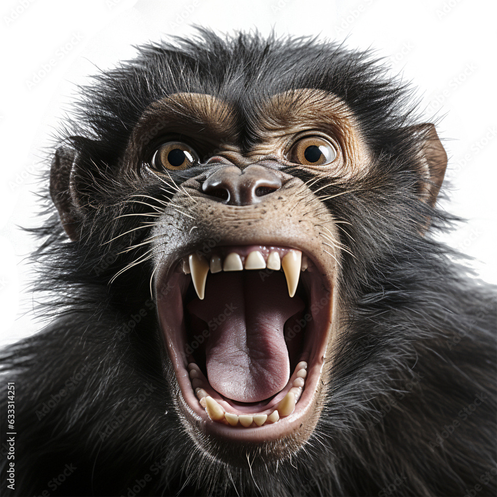 Ferocious bared-fanged monkey isolated background PNG. Generative AI ...