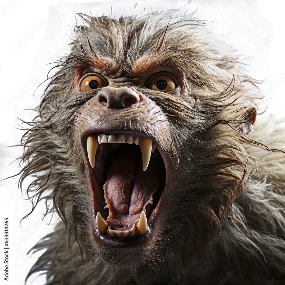 Ferocious bared-fanged monkey isolated background PNG. Generative AI ...
