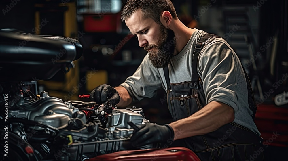 Auto technician skillfully installs a new car stereo system, allowing ...