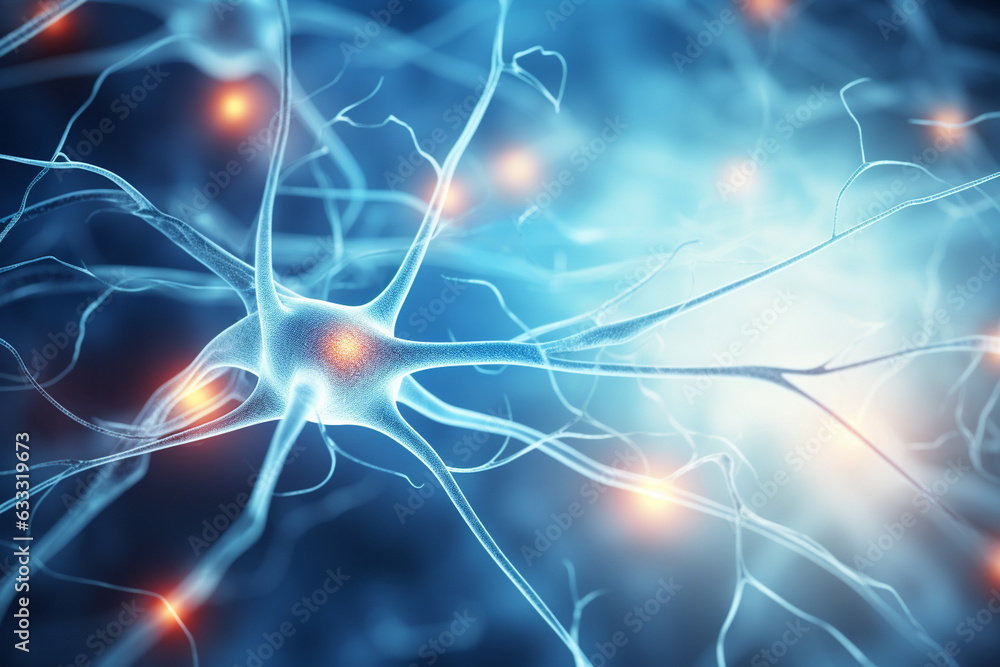 Neuron anatomy close-up with detailed synaptic connections, neuron ...